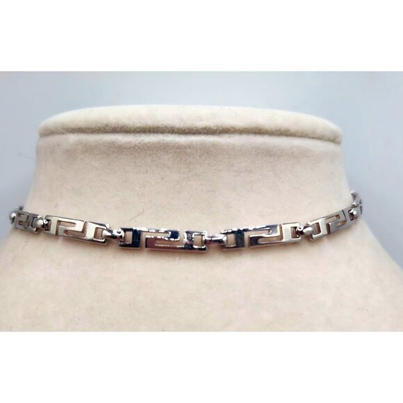 Jewelry | Silver Tone Greek Key Design Choker 12 | Poshmark